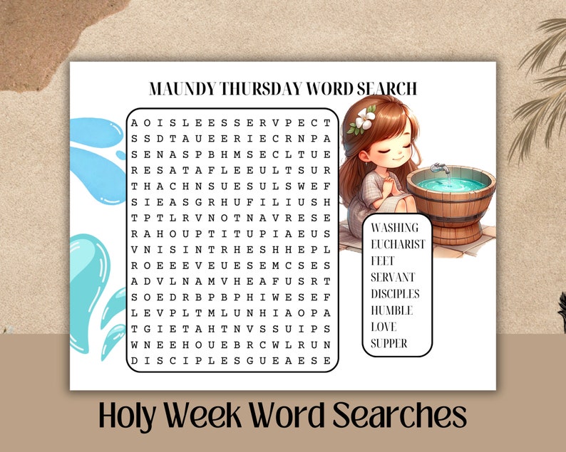 Holy Week Word Search Puzzles, Bible Study Activity, Sunday School ...