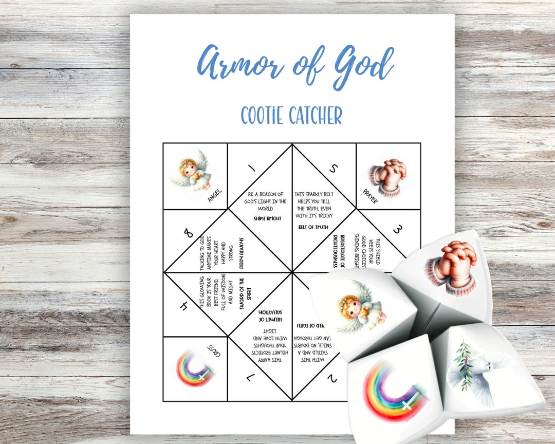 Cootie Catcher Armor of God, Sunday School Activity, Coloring Pages - Etsy