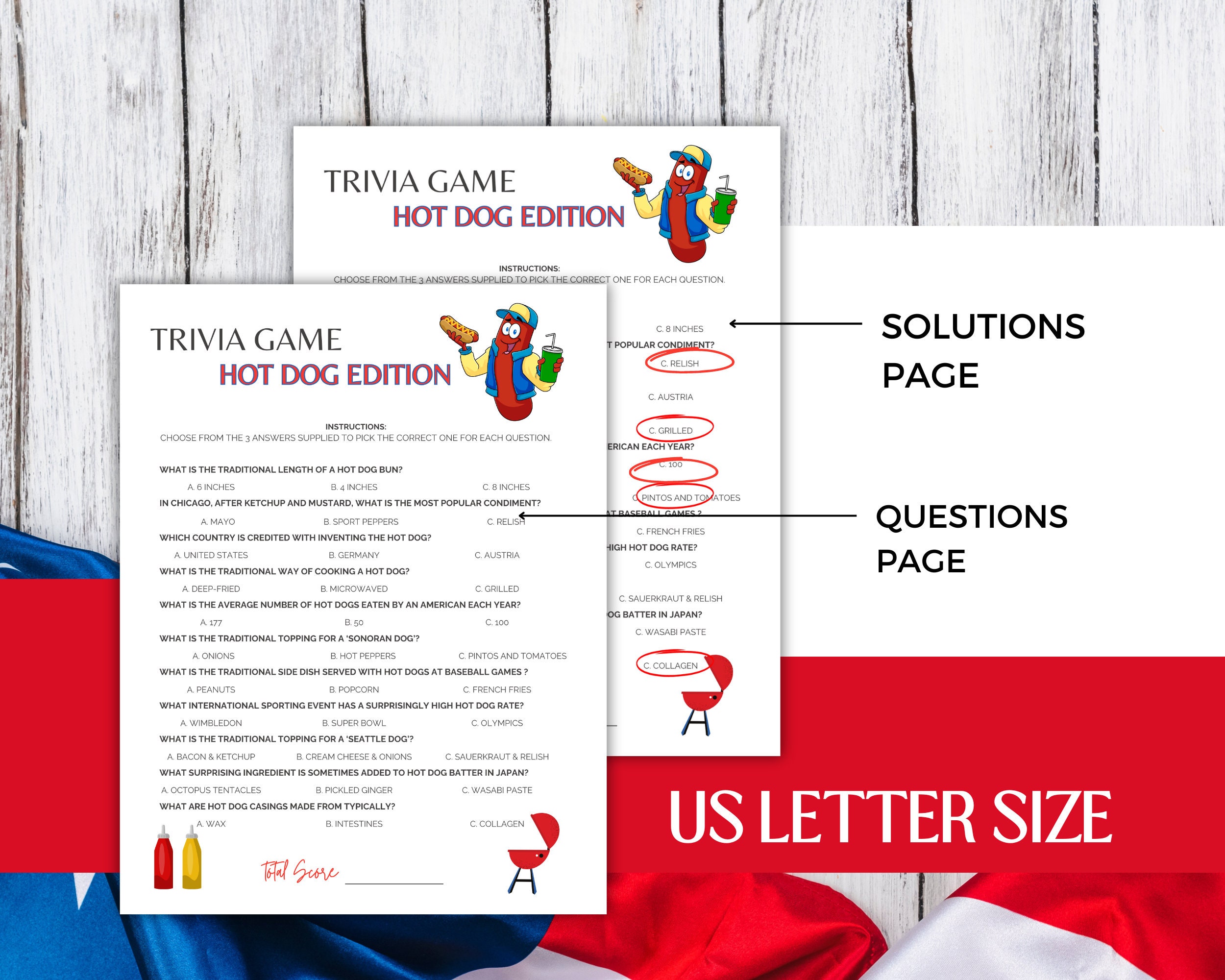 Hotdog Trivia Game: Summer BBQ, 4th of July Activity (PDF) - Etsy