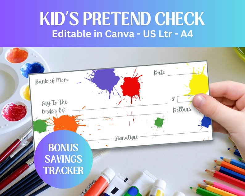 Editable Check Template for Children Life Skills Activity Fake Bank ...