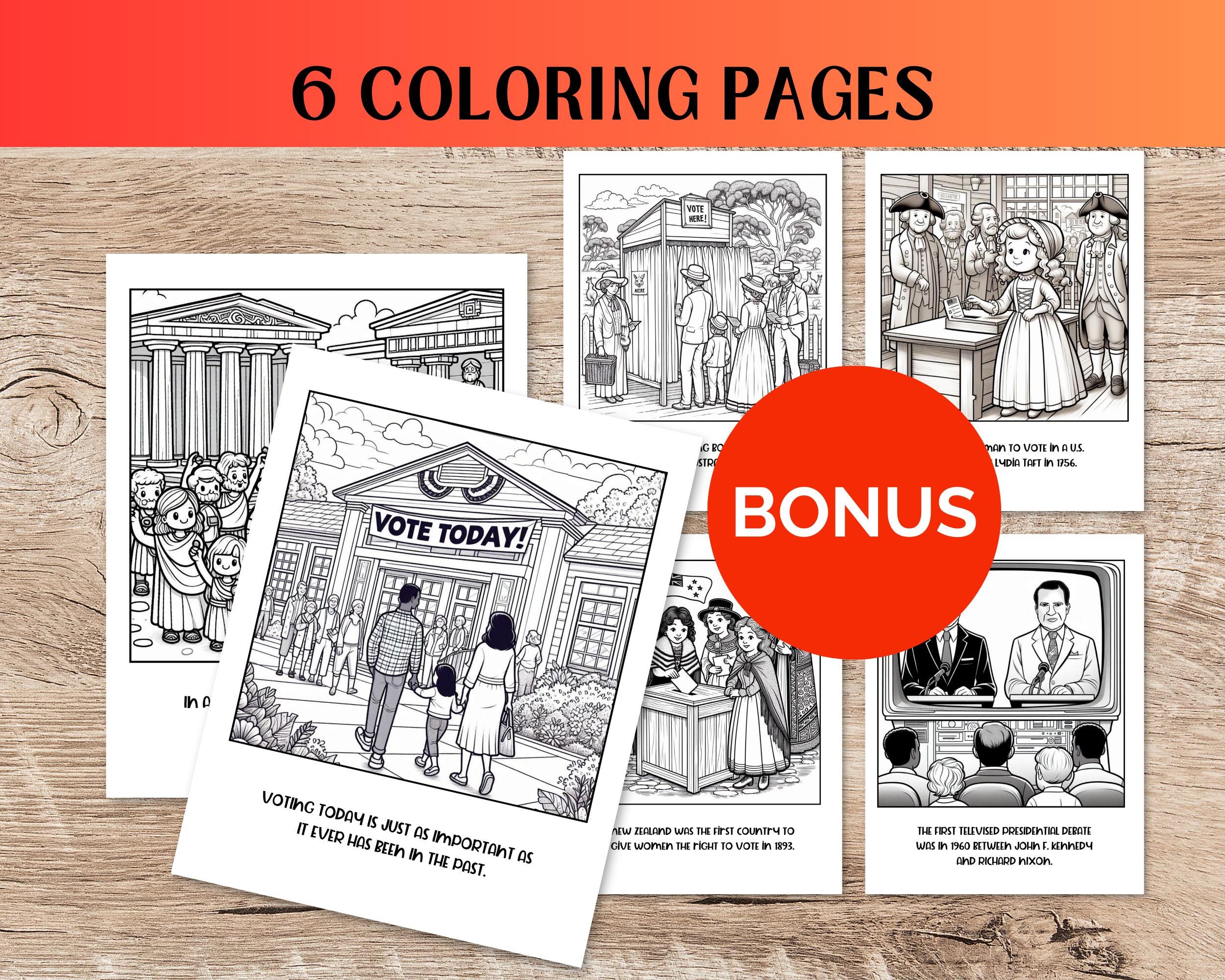 Election Day Coloring Page and Activity, Voting Activity Sheet, US ...