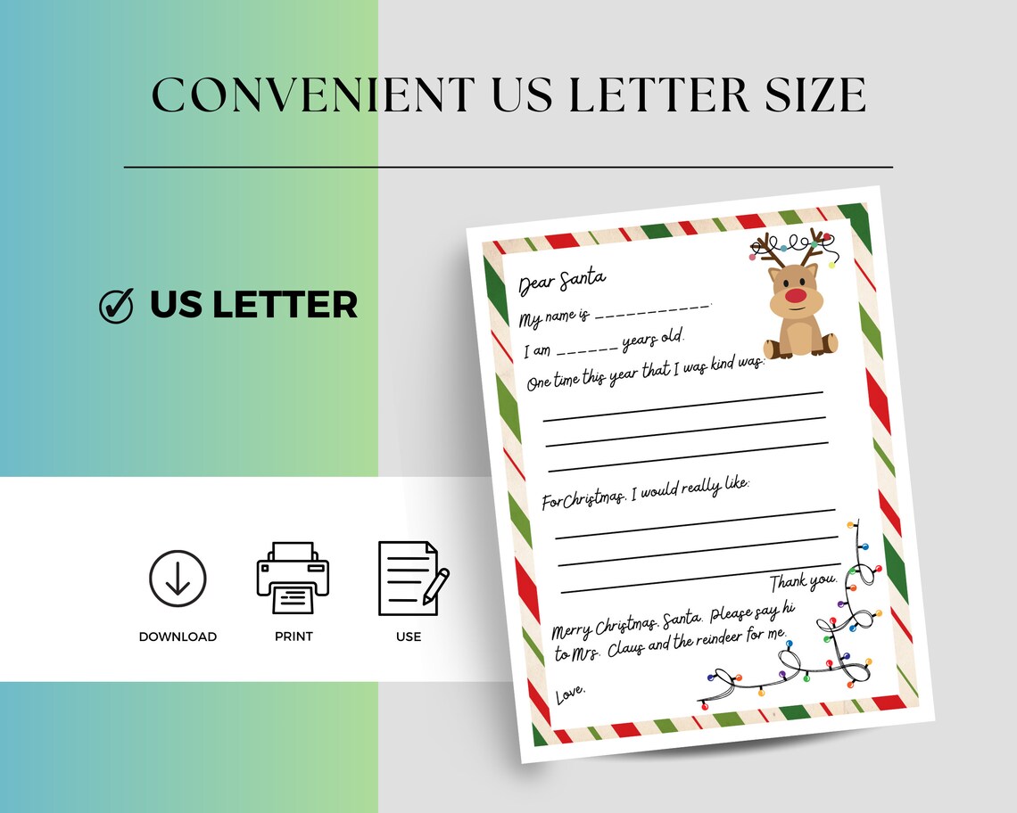 Letter to Santa Printable for Children, Download Letter From Santa - Etsy