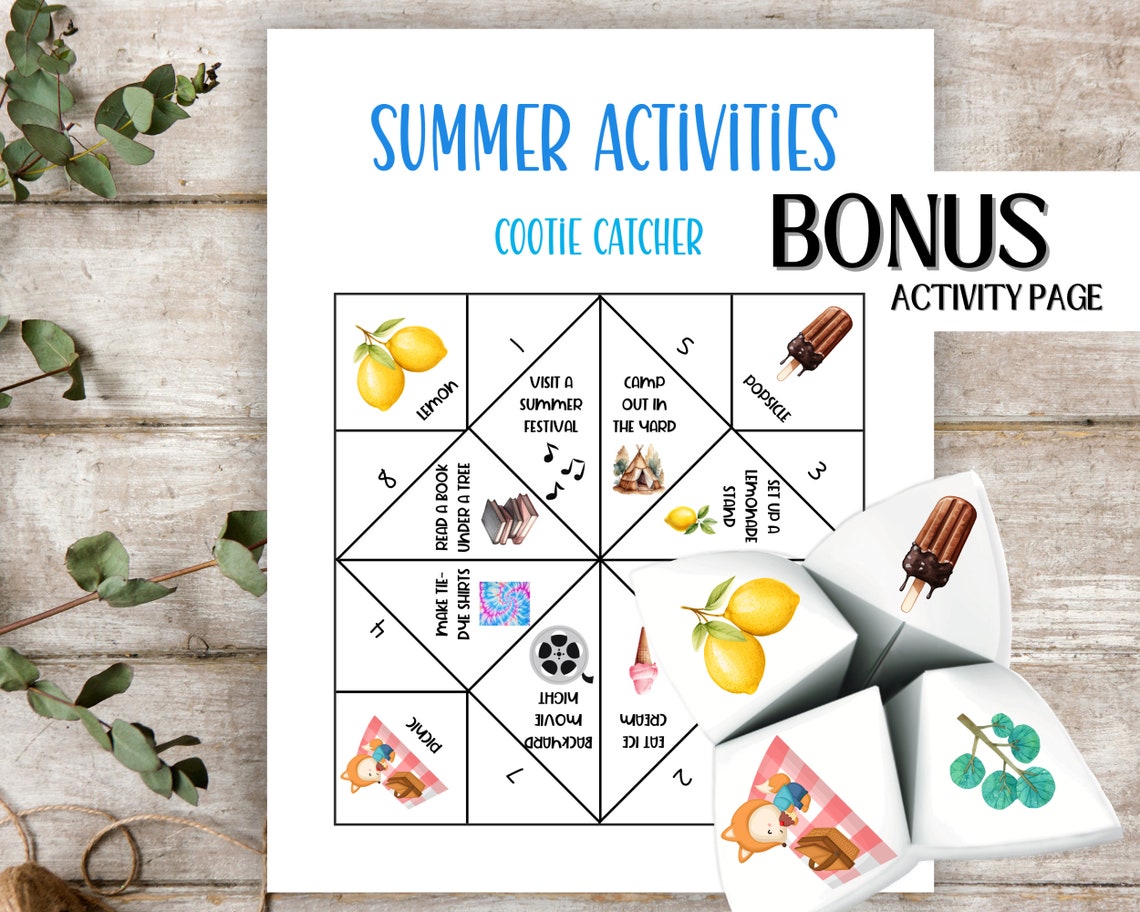 Summer Cootie Catcher: Fun Preschool Activities, Movement and ...
