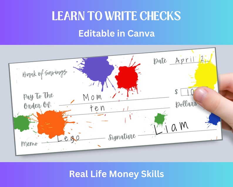 Editable Check Template for Children | Life Skills Activity | Fake Bank ...