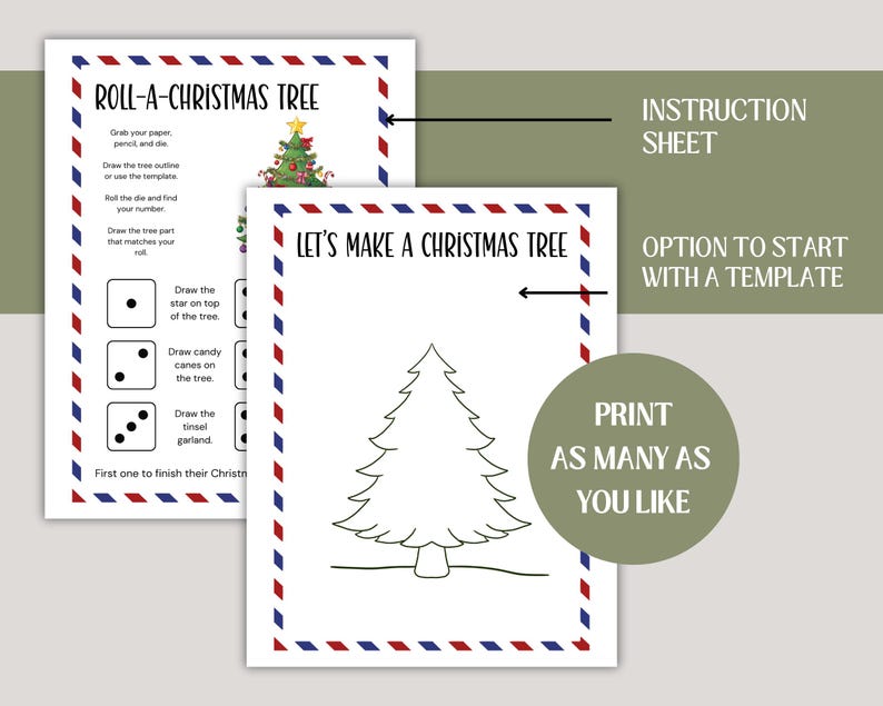 Roll-a-christmas Tree Activity | Printable Christmas Dice Game | Fun ...