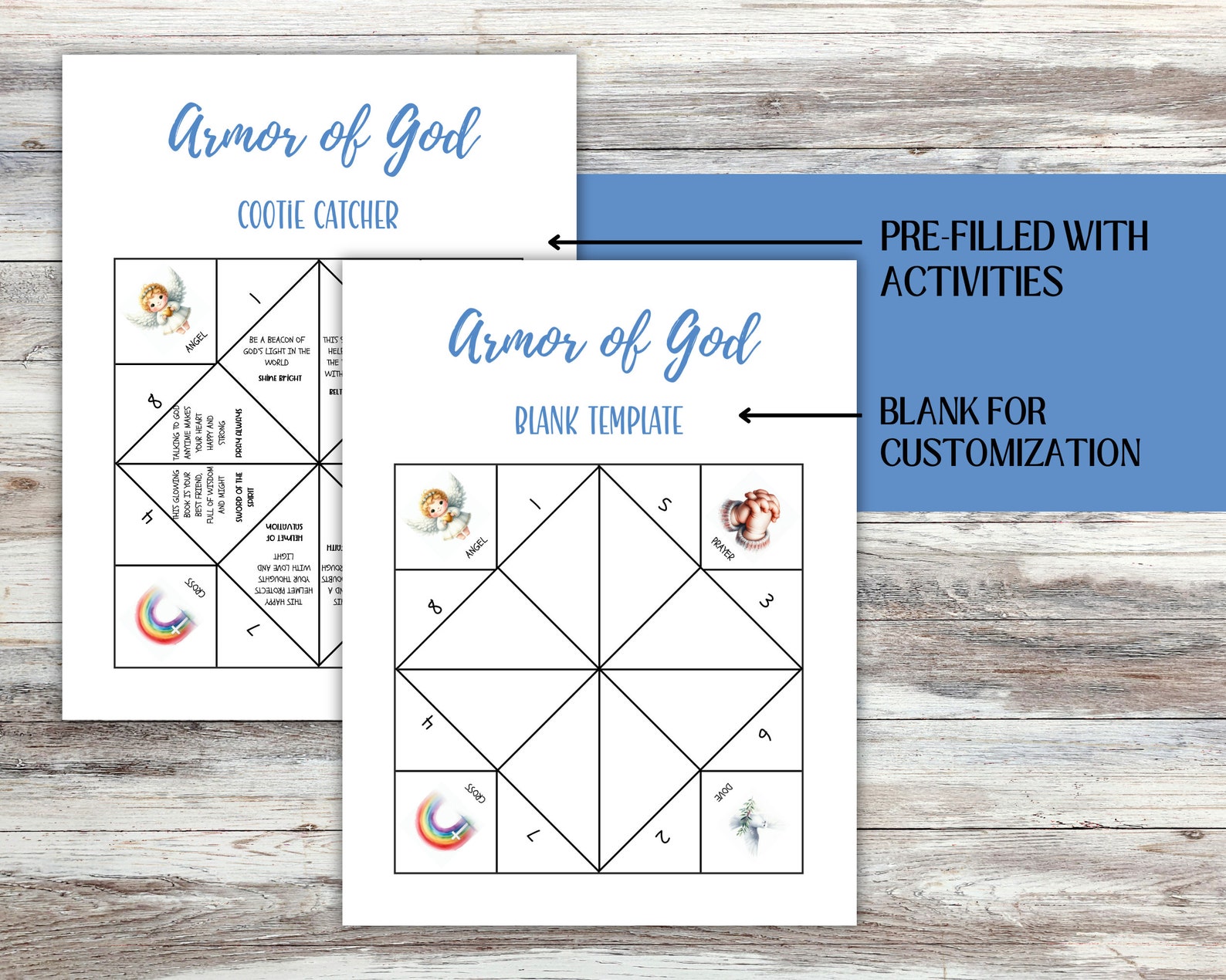 Cootie Catcher Armor of God, Sunday School Activity, BONUS - Coloring ...