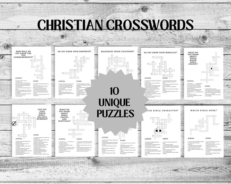 Christian Crossword Puzzles for Kids and Adults, Church Activity Pages ...