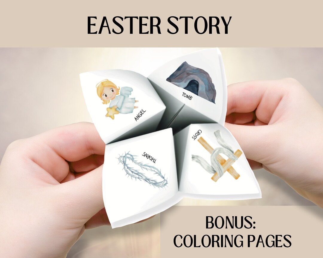 Cootie Catcher Easter Story, Easter Activity, Coloring Pages - Etsy