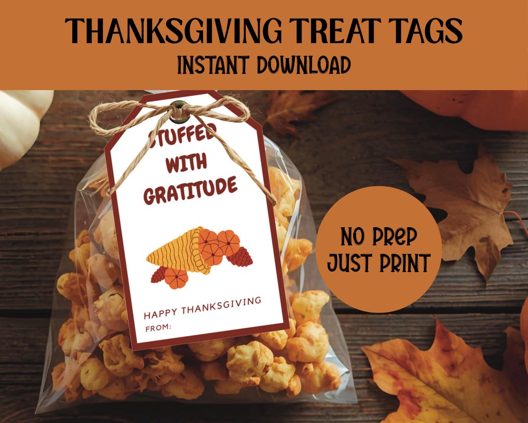 Printable Thanksgiving Treat Bag Tags | Fall Gift Tags (PDF) - Etsy