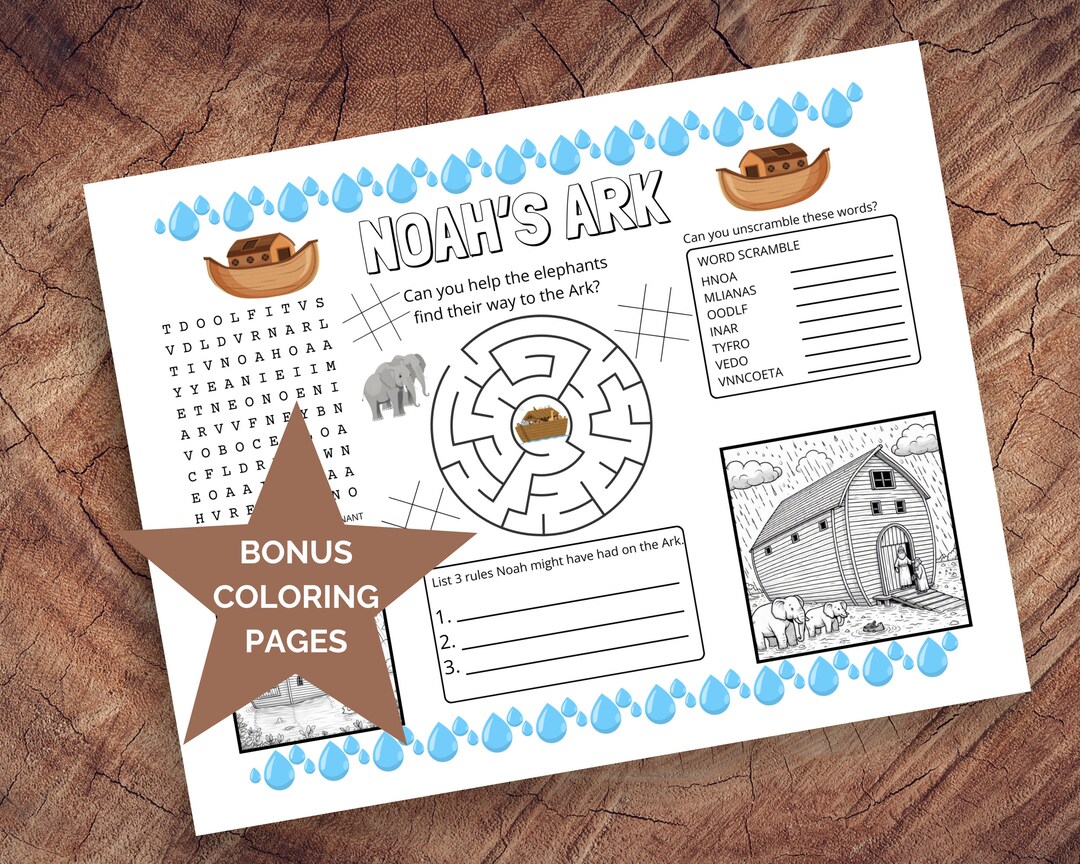 Printable Noah’s Ark Coloring Activity, Sunday School Craft - Etsy