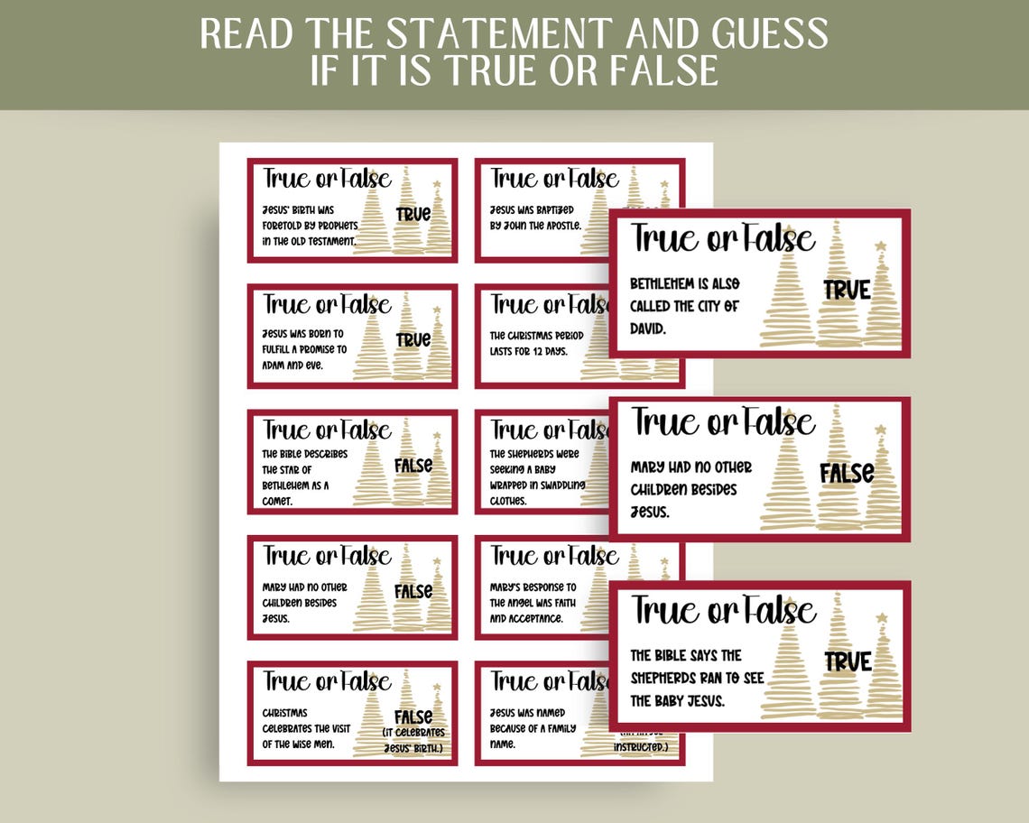 Christmas Nativity True or False Game: Sunday School Activity (digital ...