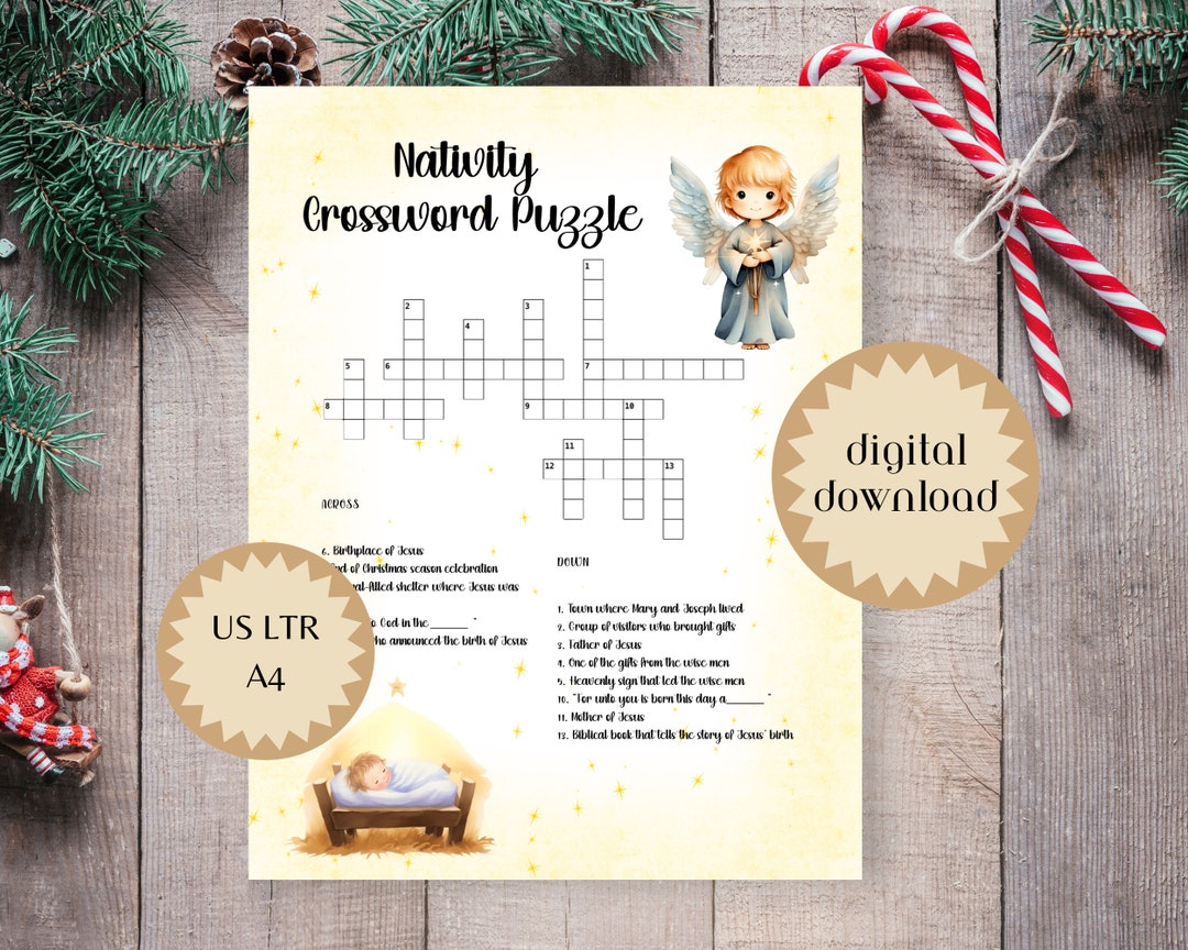 Nativity Crossword Puzzle, Christmas Puzzle - Etsy
