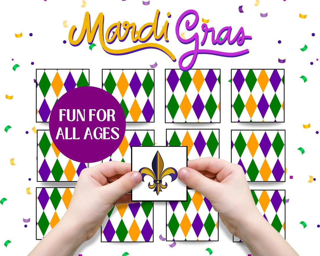 Mardi Gras Memory Matching Game Set | Fat Tuesday Activity for Kids ...