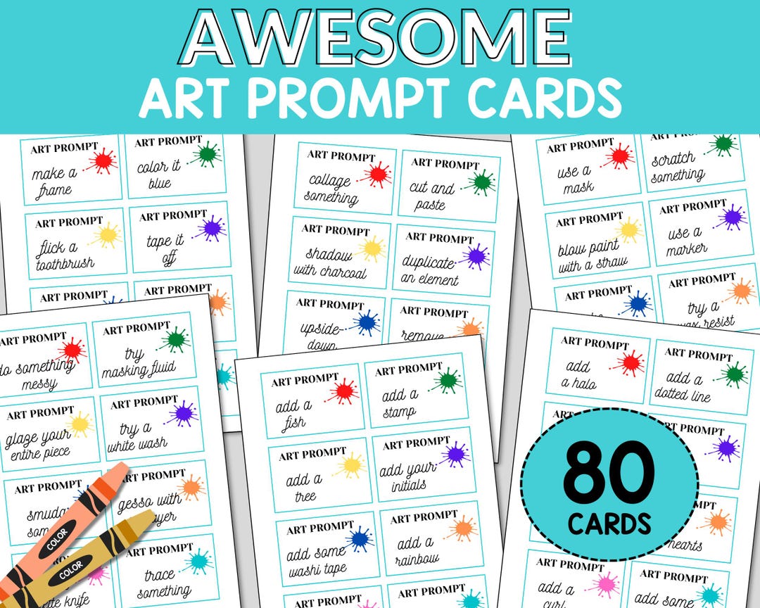 Art Prompt Cards, Printable Mixed Media Activity, Homeschool Activity ...