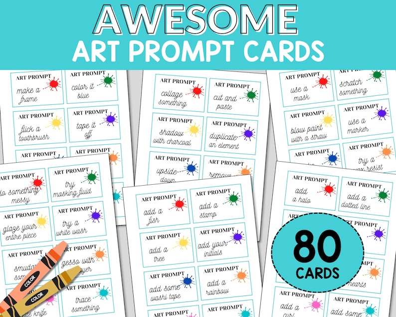 Art Prompt Cards, Printable Mixed Media Activity, Homeschool Activity ...