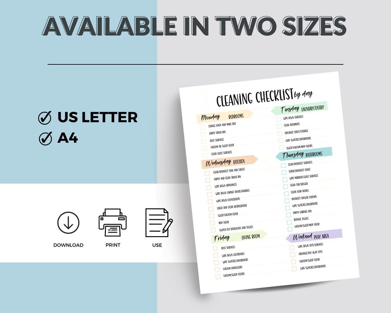 Editable Cleaning Checklist: Chore Breakdown, Daily & Weekly (printable ...
