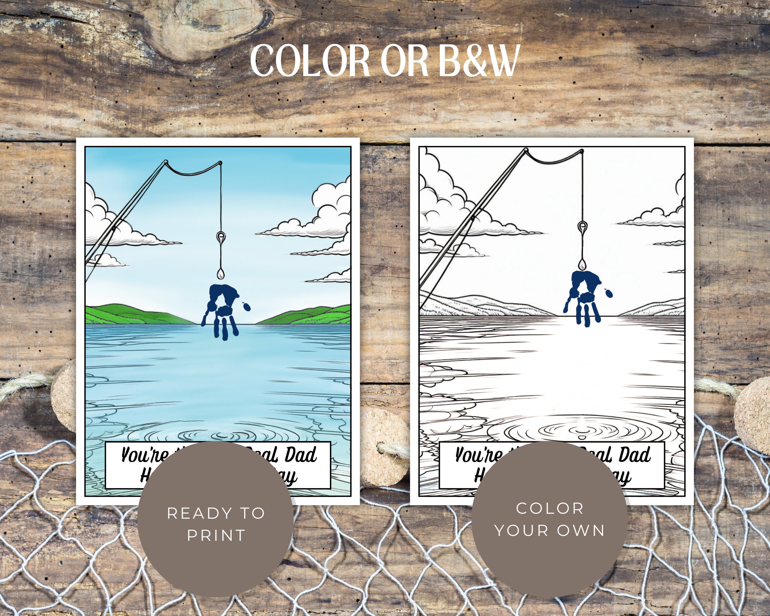 Father's Day Keepsake, Handprint Fishing Card , DIY Handprint Craft - Etsy