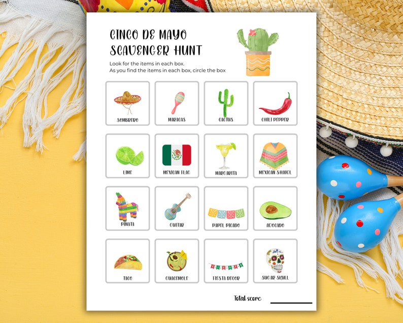 Cinco De Mayo Scavenger Hunt, Cinco De Mayo Activity for Kids, Bonus ...