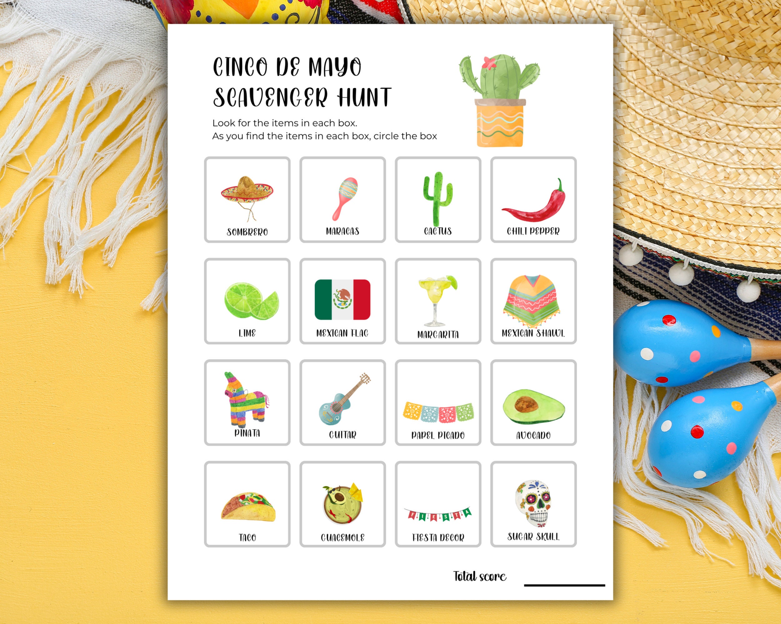 Cinco De Mayo Scavenger Hunt, Cinco De Mayo Activity for Kids, Bonus ...