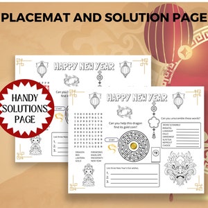 Chinese New Year Coloring Page, Lunar New Year Placemat, Activity Sheet ...