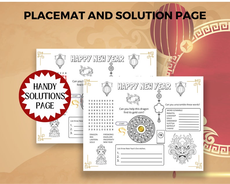 Chinese New Year Coloring Page, Lunar New Year Placemat, Activity Sheet ...
