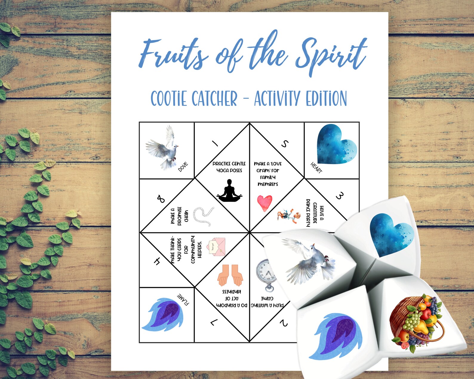 Fruits of the Spirit Cootie Catcher, Bible Craft, Sunday School ...