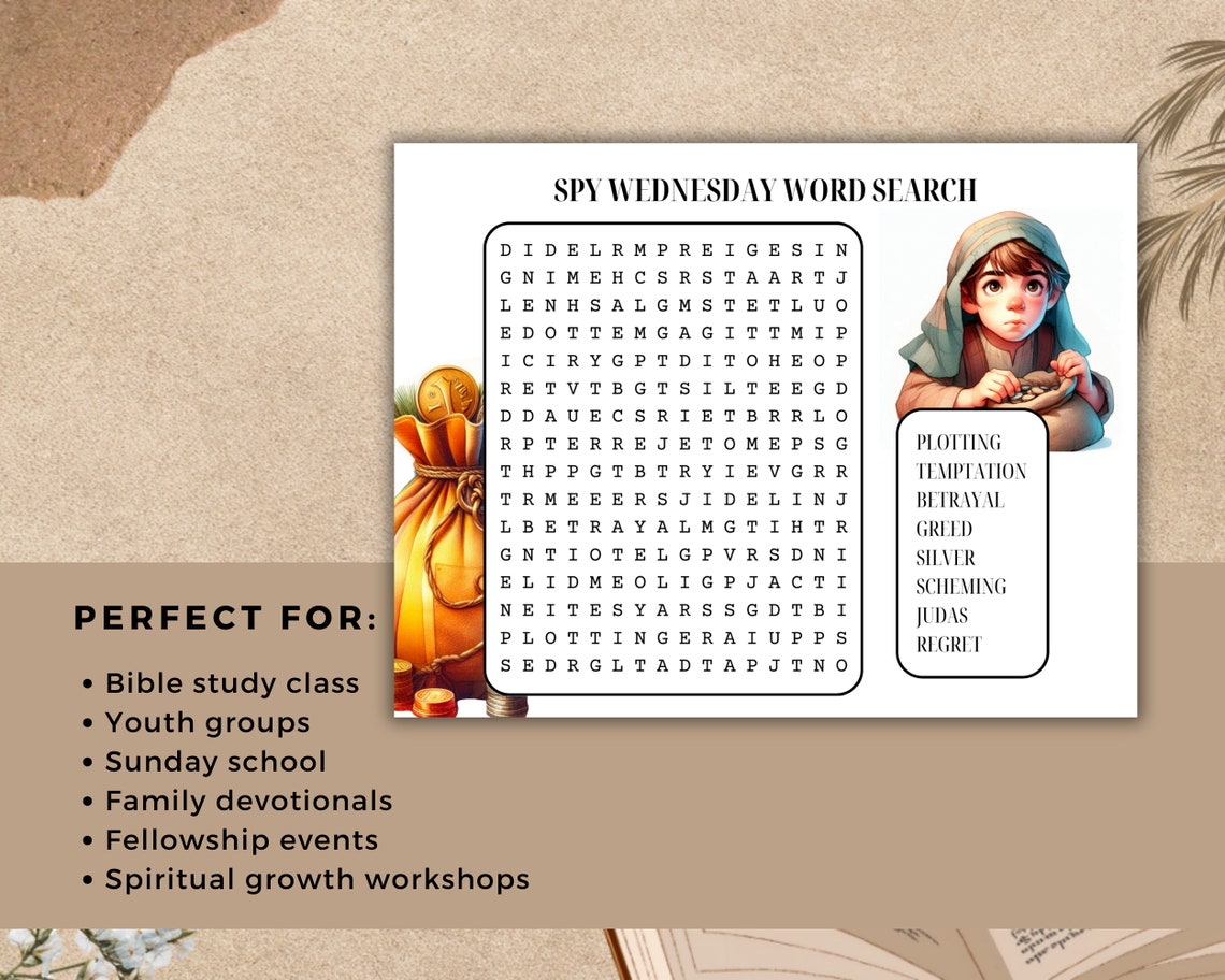 Holy Week Word Search Puzzles, Bible Study Activity, Sunday School ...