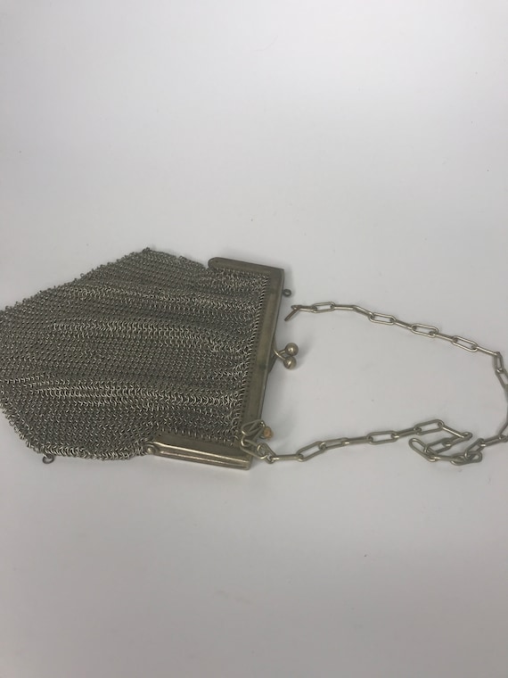 French antique mesh purse silver victorian - Gem