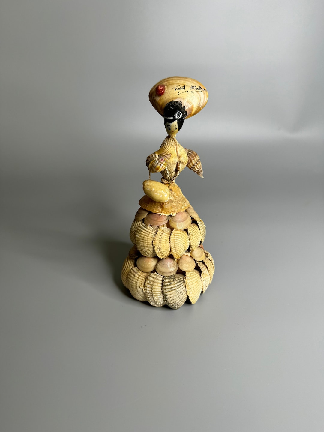 French Vintage Seashell Doll Lady in Dress Holding Handbag Fort Mahon ...