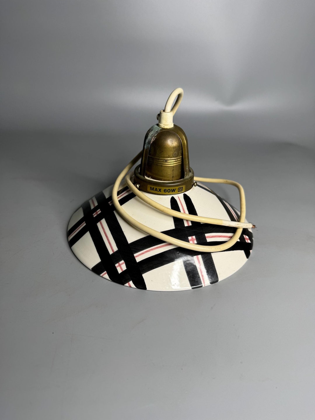 French Vintage Celling Lamp Shade Ceramic Pottery Maximum 60W Round ...