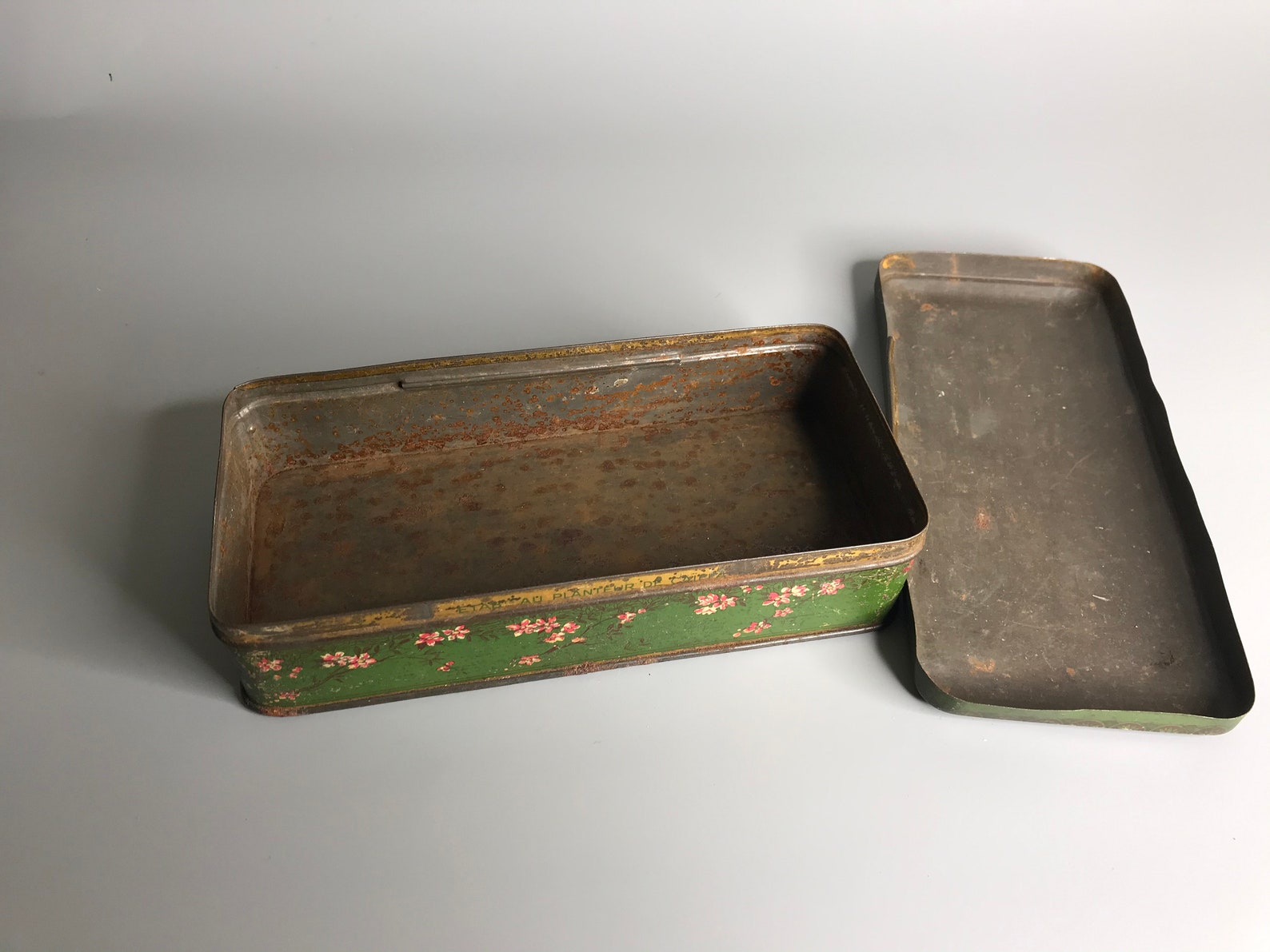 French Antique Tin Can Knick Knack Box Caiffa Coffee Brand Old Metal ...