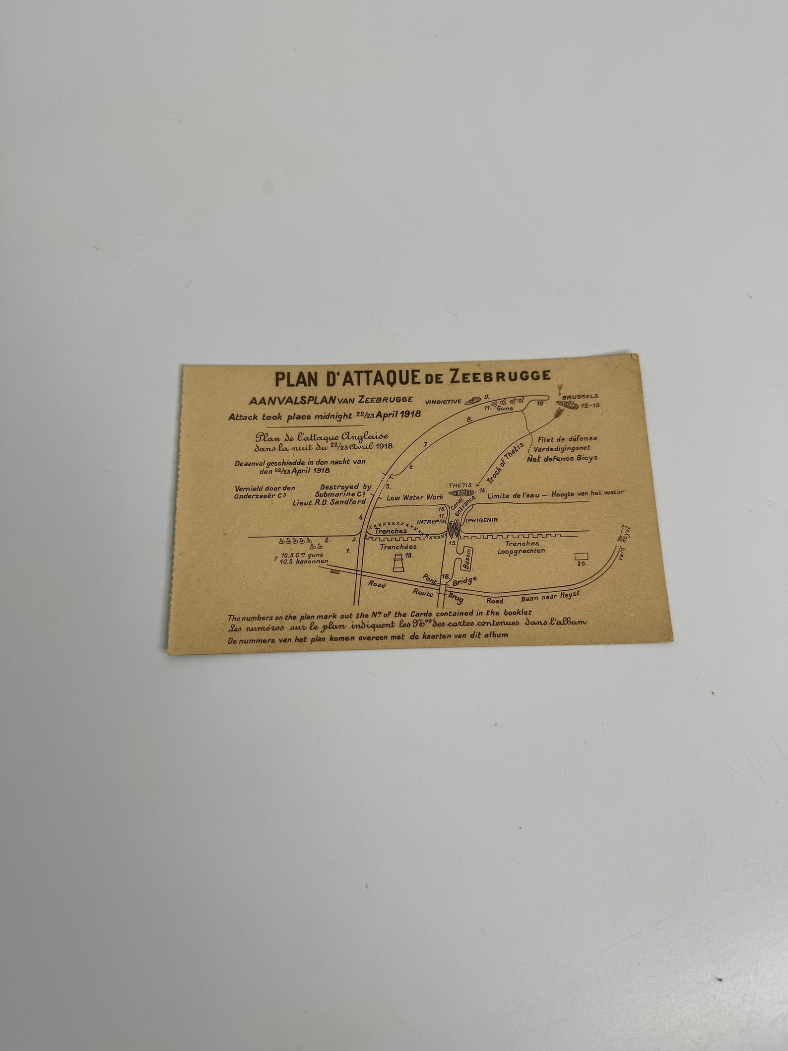 French Vintage Bruxelles, Plan D’ Attaque De Zeebrugge War Action Plan ...