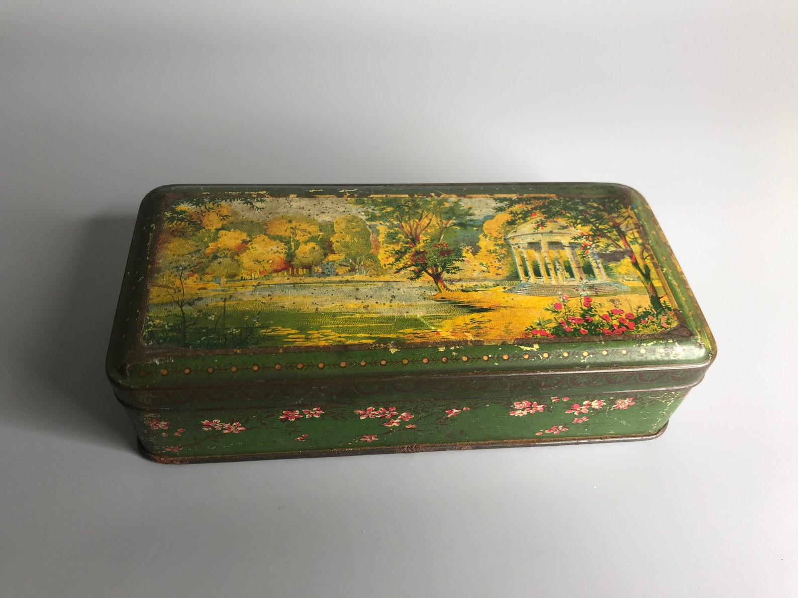 French Antique Tin Can Knick Knack Box Caiffa Coffee Brand Old Metal ...