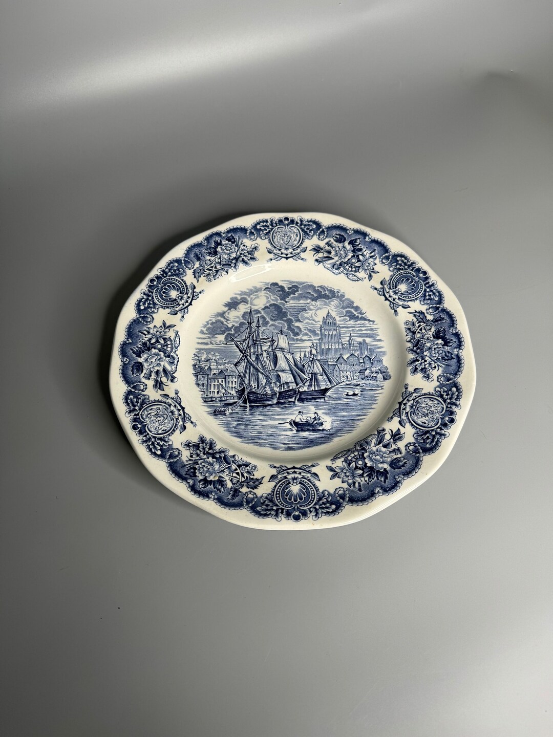 England Vintage Ceramic Pottery Collectible Plate Sail Boat Design ...