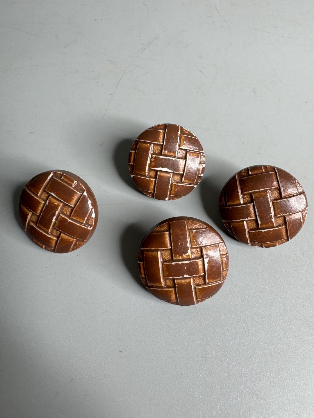 French Vintage Buttons Set of 4 Brown Resin - Etsy