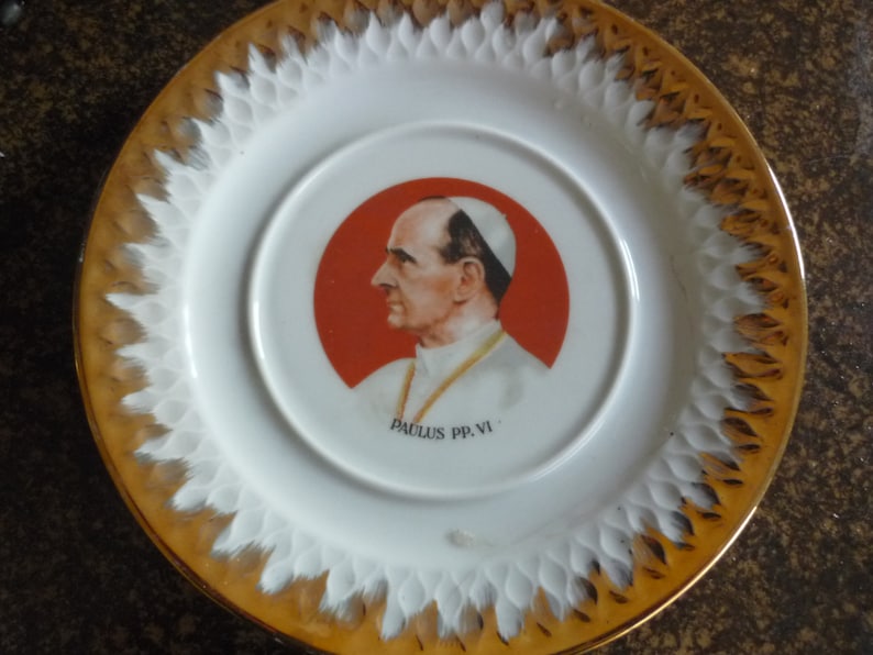 Vintage French Religious Plate Decor POP Paulus PP.VI Bavarian ...