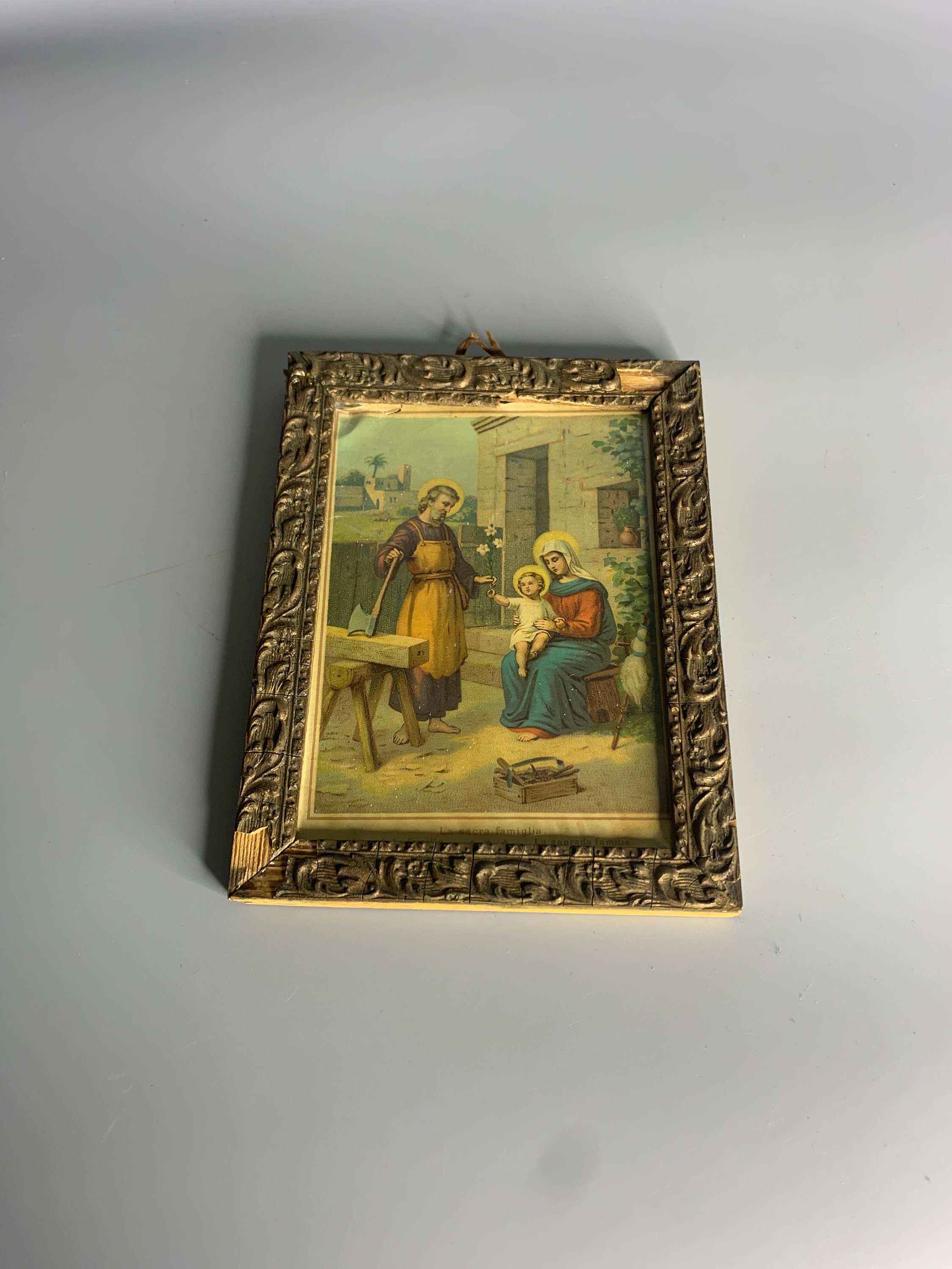 French Antique Wooden Religious Picture Frame Wall Hanging - Etsy