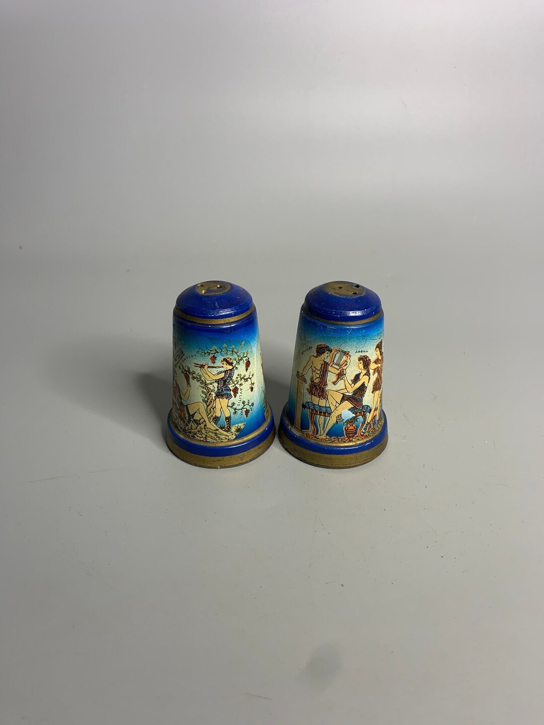 French Vintage Salt and Pepper Shakers Terracotta Scenery Roman Life - Etsy