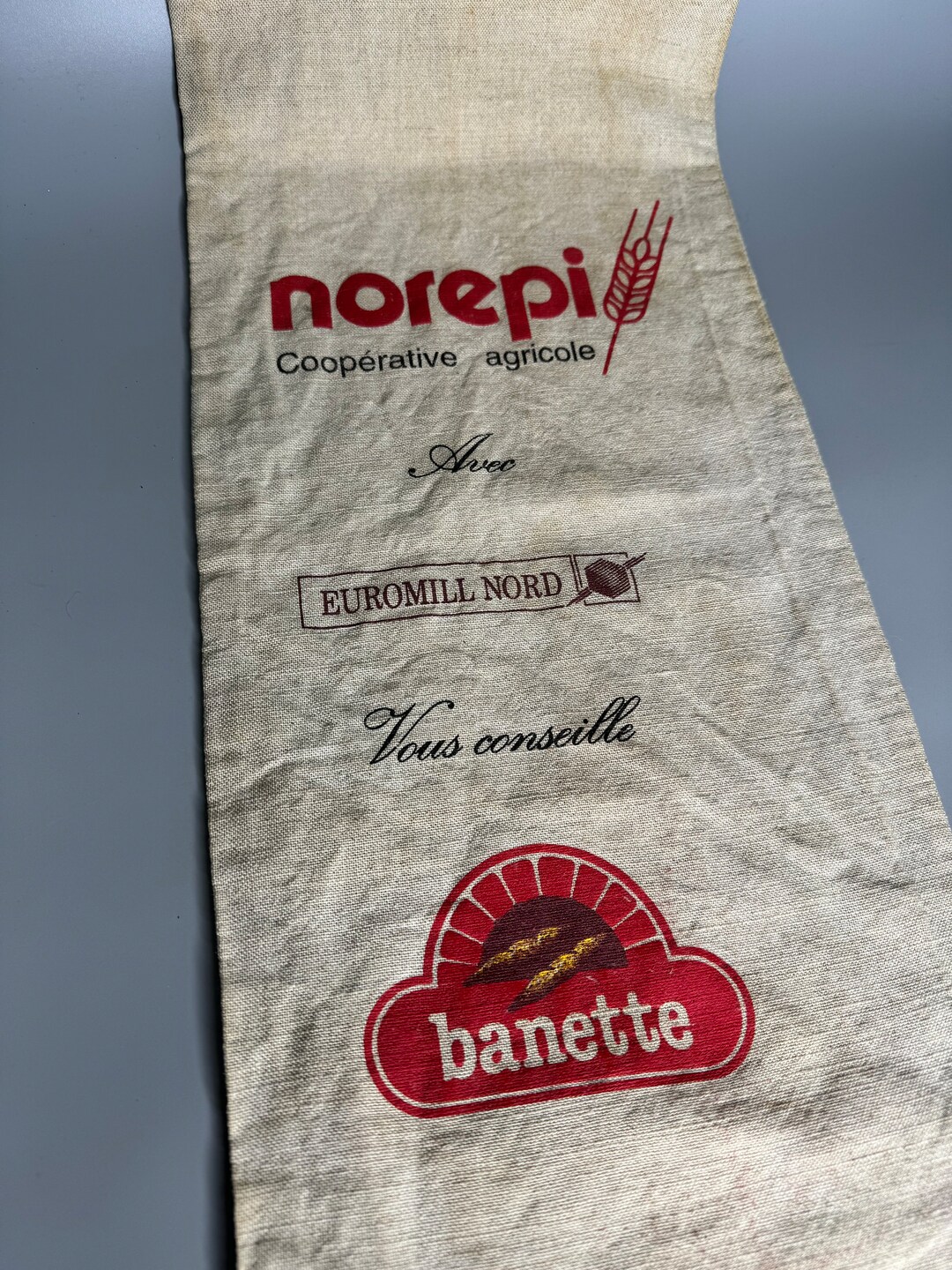French Vintage French Bread Linen Tote Bag Advertising Bannette Norepi ...
