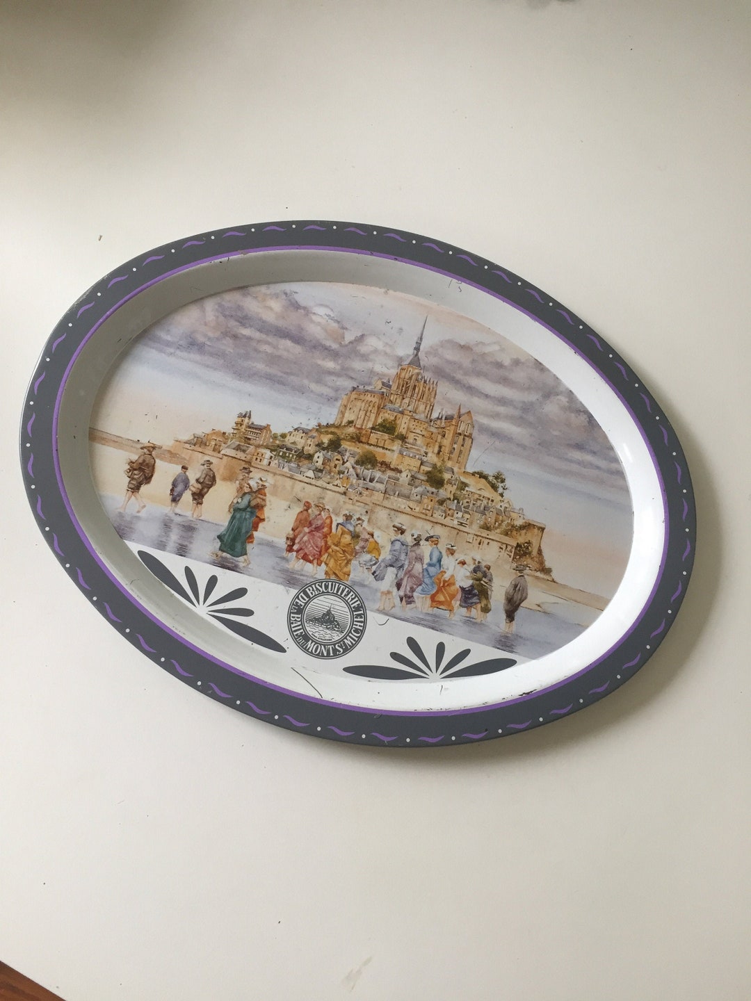 French Vintage Tray Mont St Michel Advertising French Cookies Serving ...