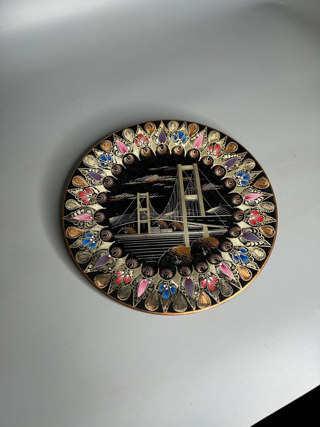 Turkey Vintage Plate Copper Istanbul Bridge Design Wall Hanging ...