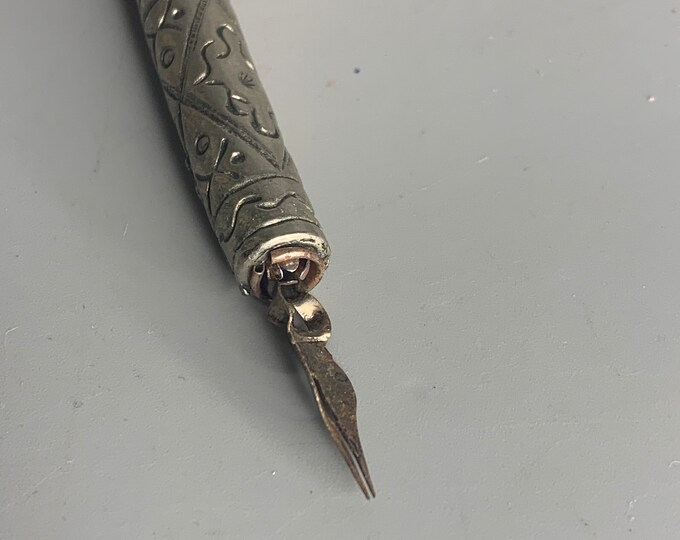 French Vintage Ink Pen Office Deco Wood Handle and Silver Metal - Etsy