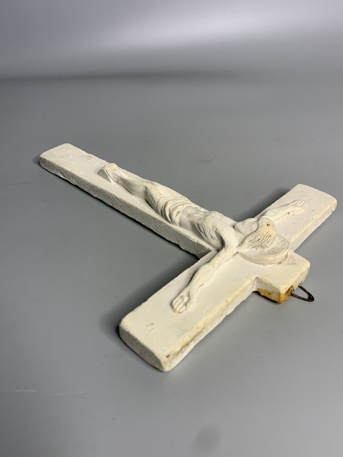 French Vintage Plaster Crucifix Wall Hanging Religious Decoration Jesus ...