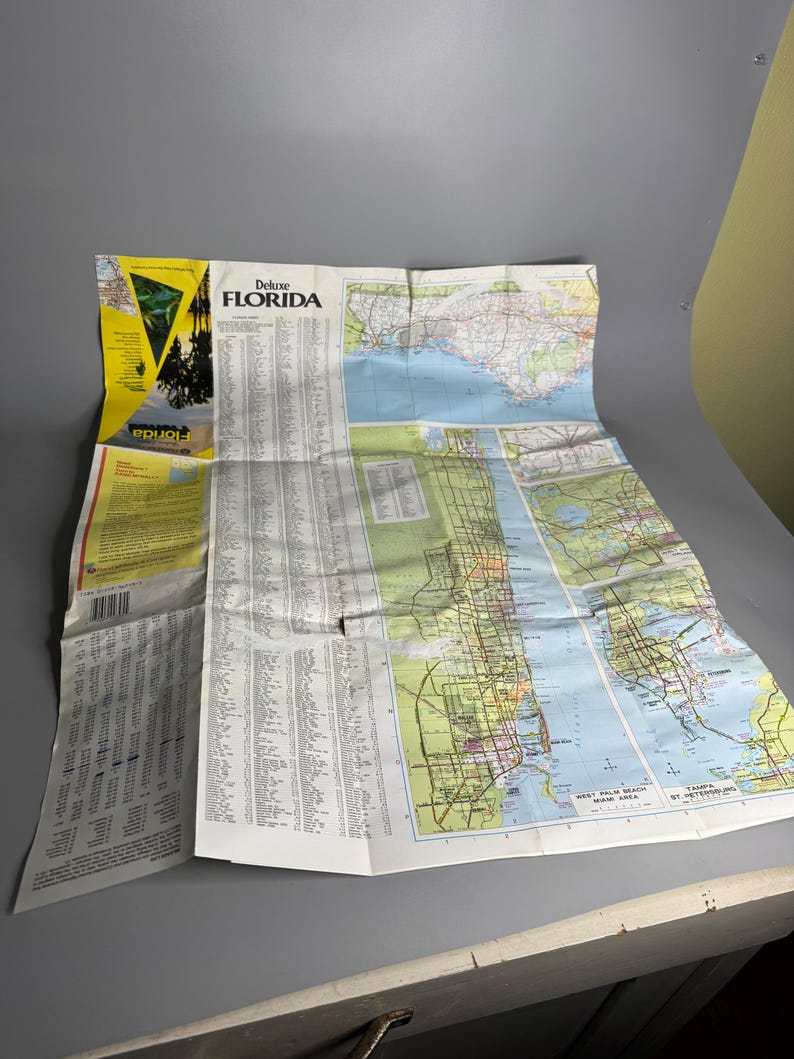 Vintage Florida Map - Rand Mcnally - West Palm Beach - Etsy