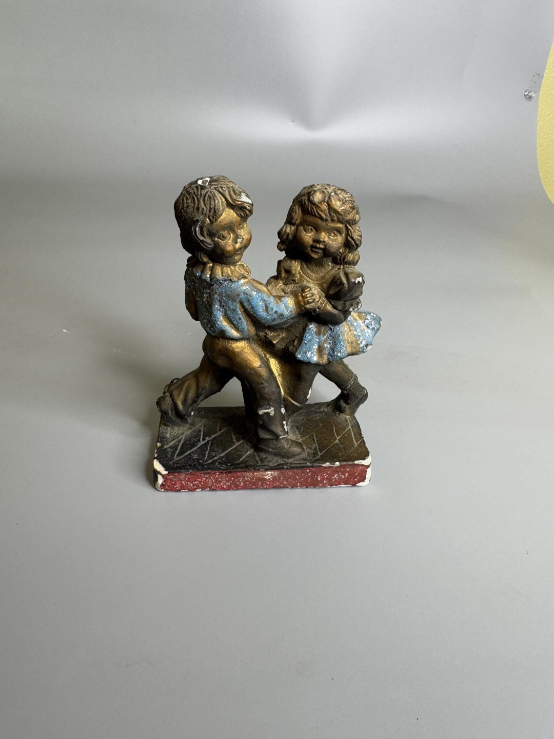 French Antique Plaster Statuette With Flower Holder Decoration Dancing ...