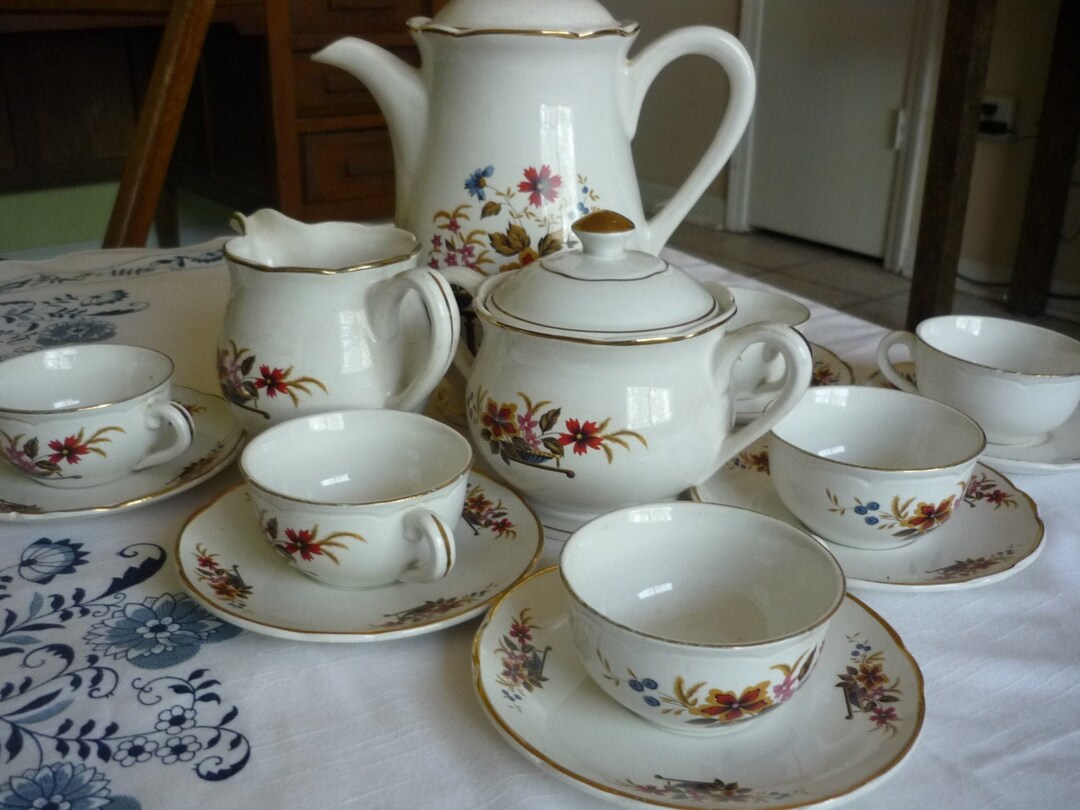 French Coffee Set Art Deco Digoin Sarreguemines Complete Coffee Tea Set ...