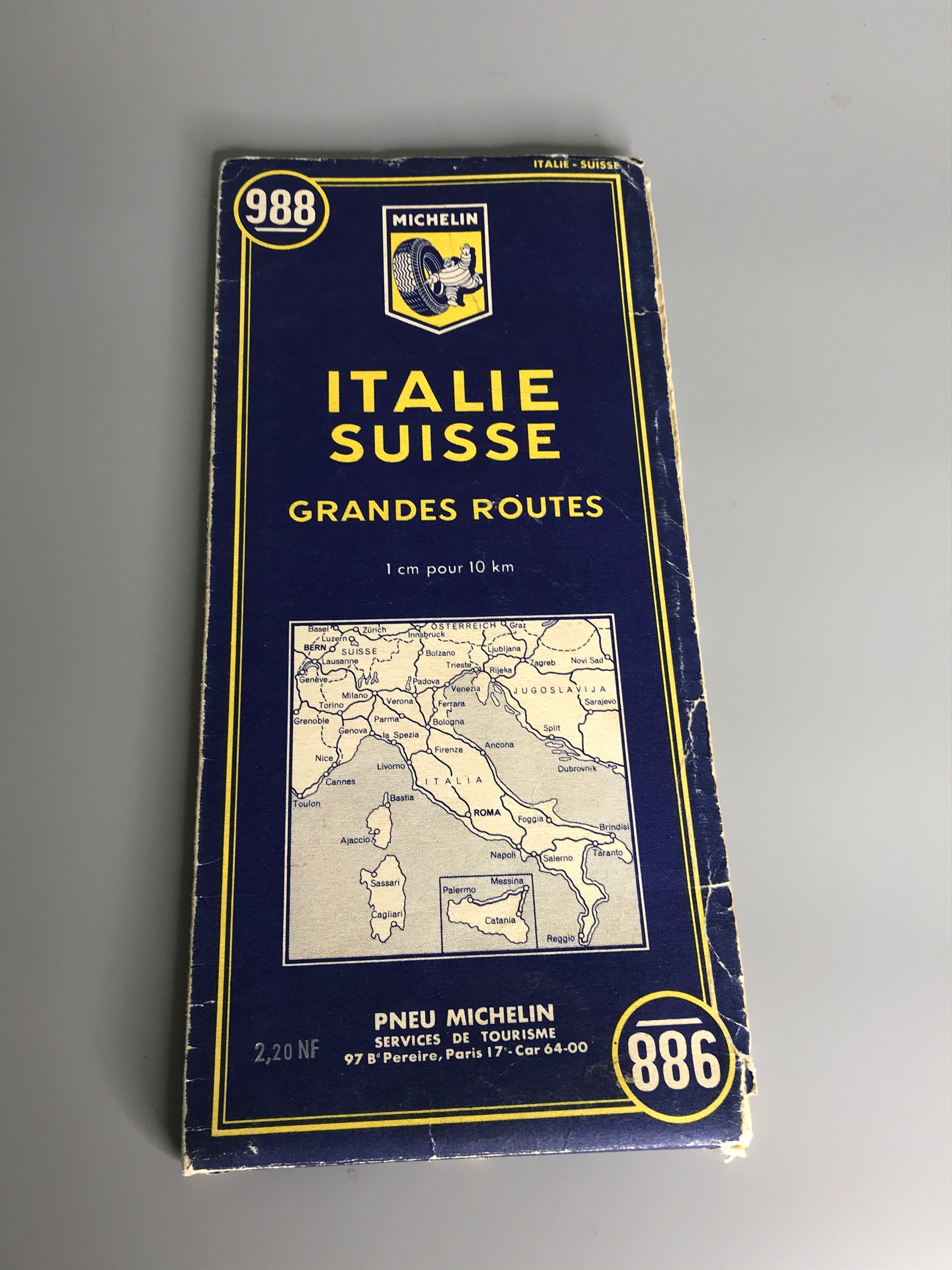 Italian Vintage Michelin Map Number 988 Italian Routes From 1959 - Etsy