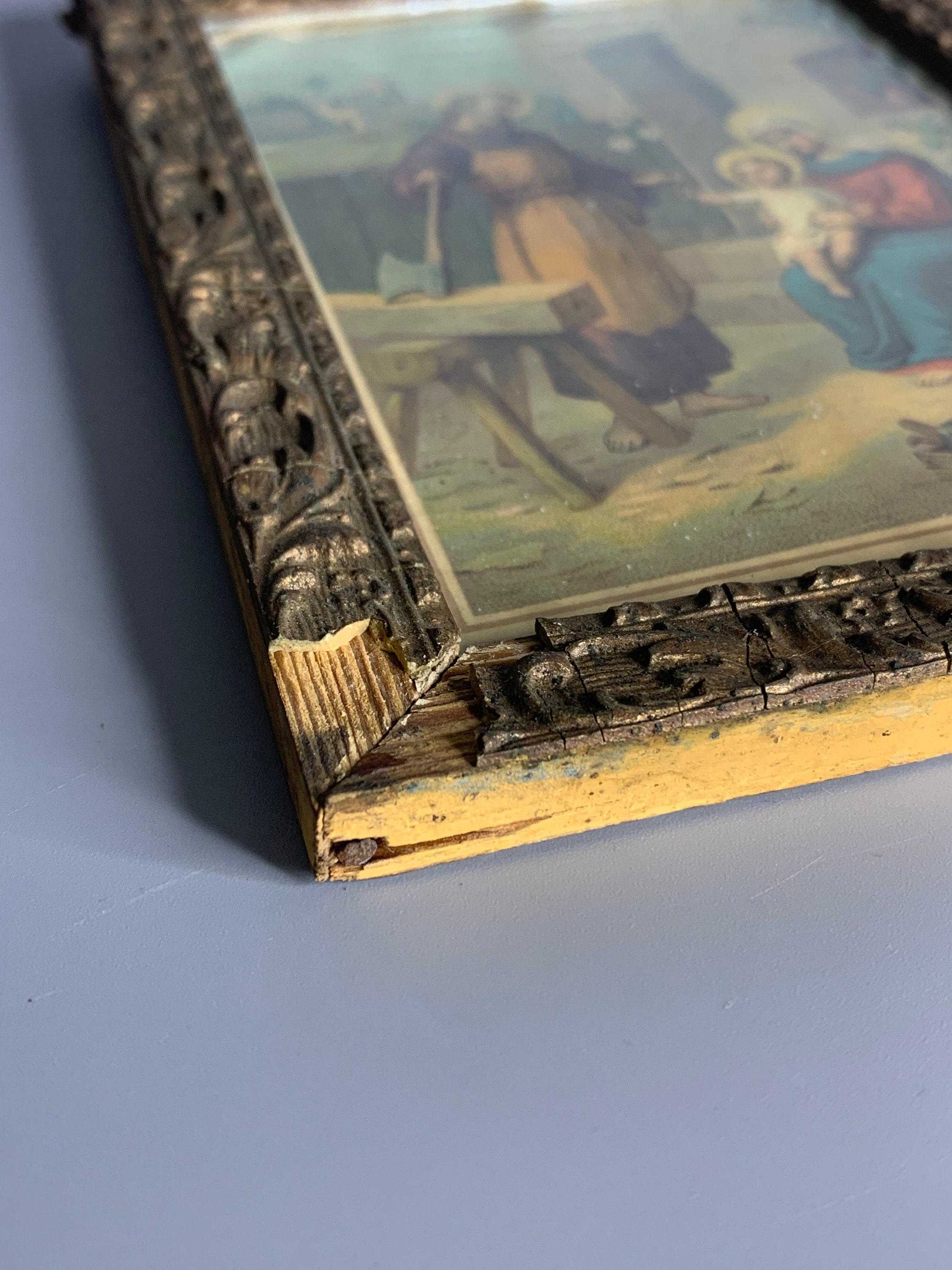 French Antique Wooden Religious Picture Frame Wall Hanging - Etsy