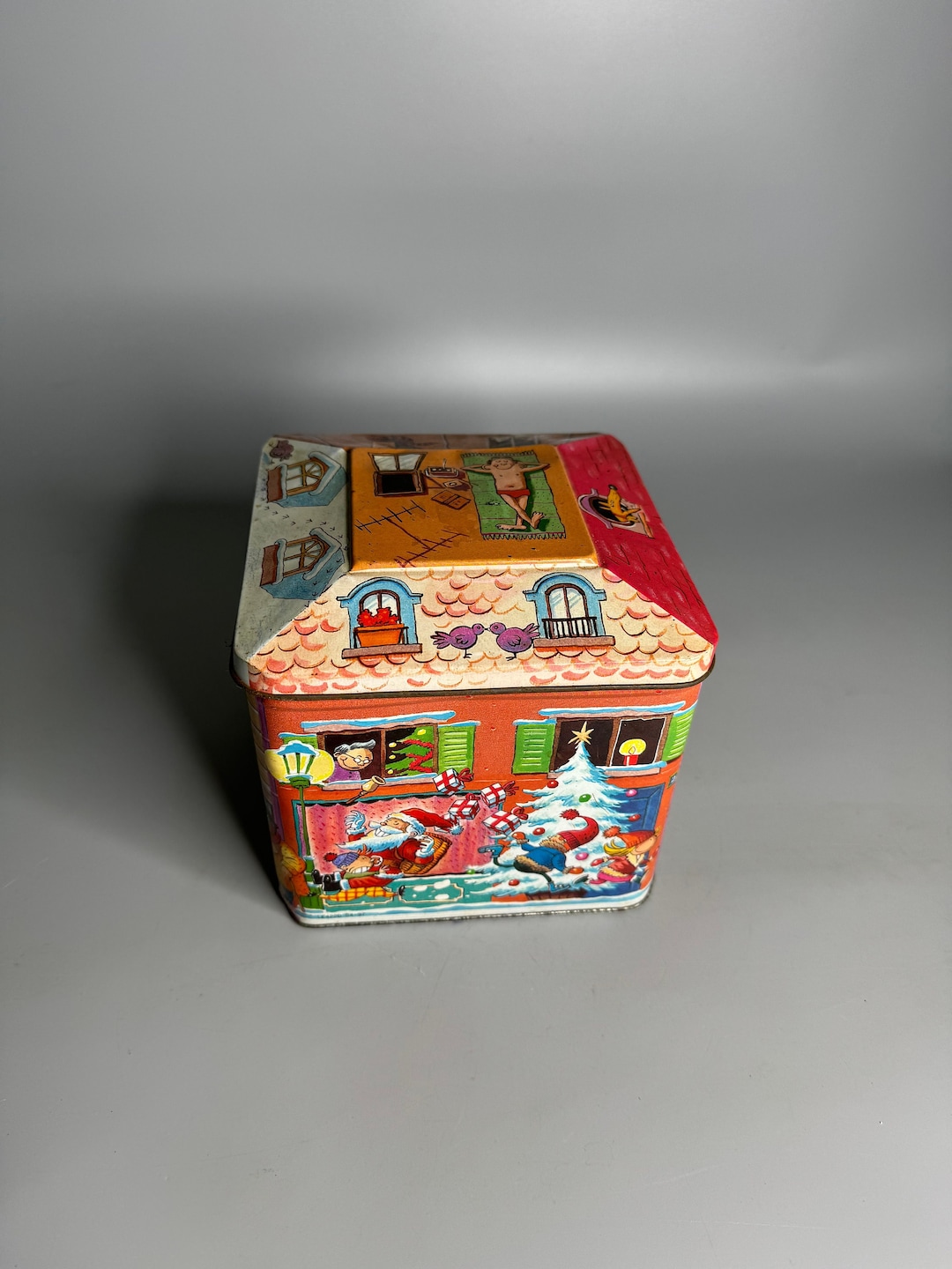 French Vintage Empty Tin Can Box Delacre Biscuits Cookies Metal Box 4 ...