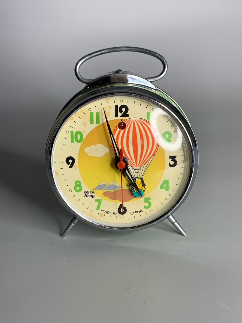 Chinese Vintage Alarm Clock Advertising Hero Enamel Green Color and ...